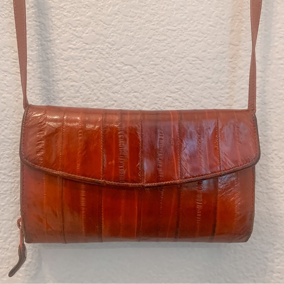Unbranded | Bags | Vintage Eel Skin Brown Crossbody Purse Wallet ...